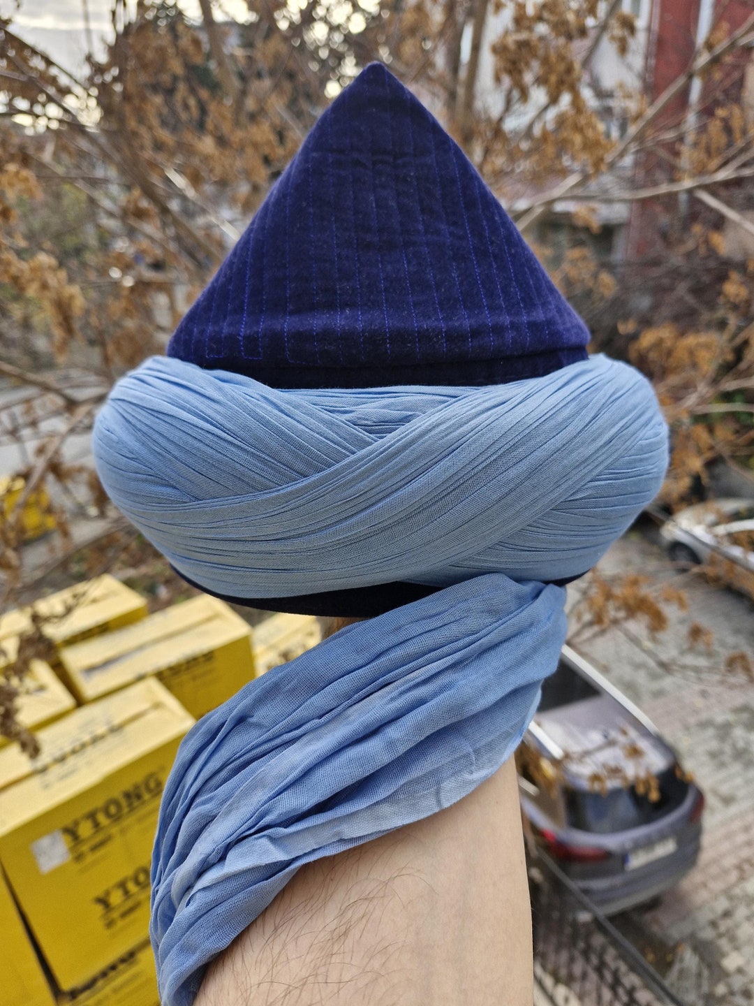 Light Blue - Navy Blue Naqshbandi Haqqani Cap, Red and White Cyprus ...