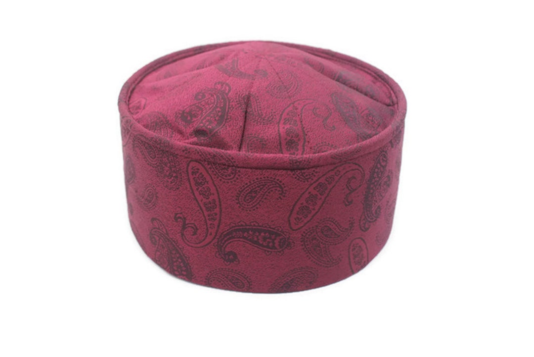 Handmade Red Muslim Kufi Hat Taqiya Takke Peci Rigid Prayer Cap ...