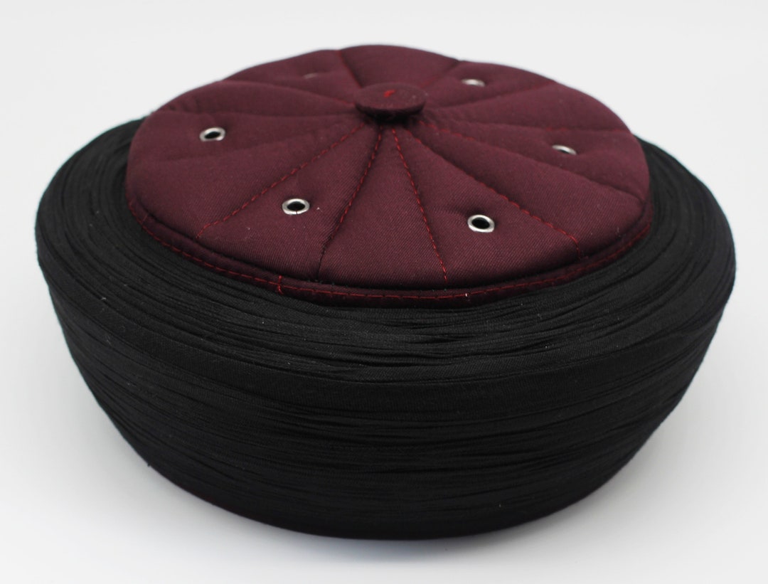 Ahli Tariq Claret Red & Black 6 M Cloth Islamic Wear Kufi Imamah With ...