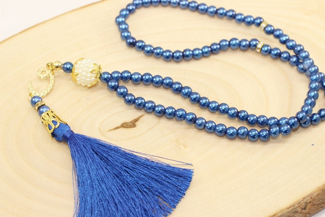 Blue Misbahas, Prayer Beads With Letter, Islamic Prayer Beads 99 ...