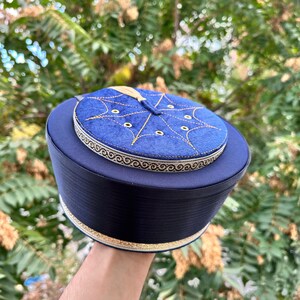 Royal Blue and Gold Classic Fez Imamah, Islamic Hat, Taqiyyah Islamic ...