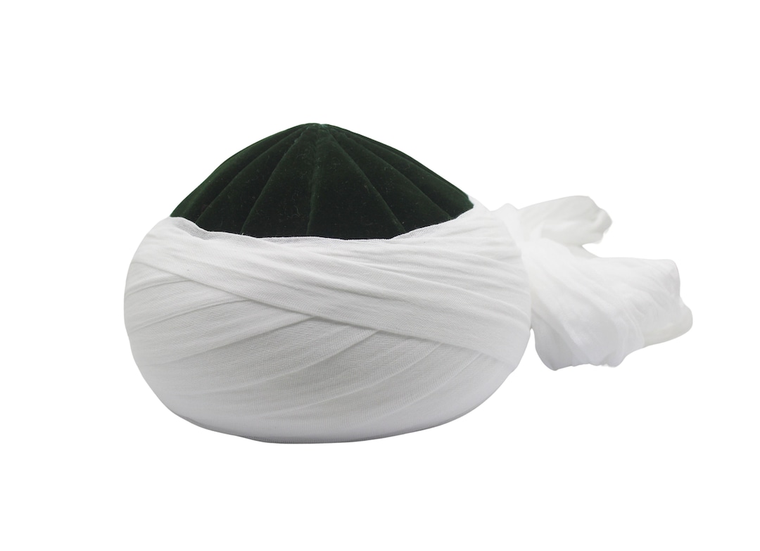Handmade Green and White Rufaiyya Imamah, Dervish Hat, Unique Islamic ...