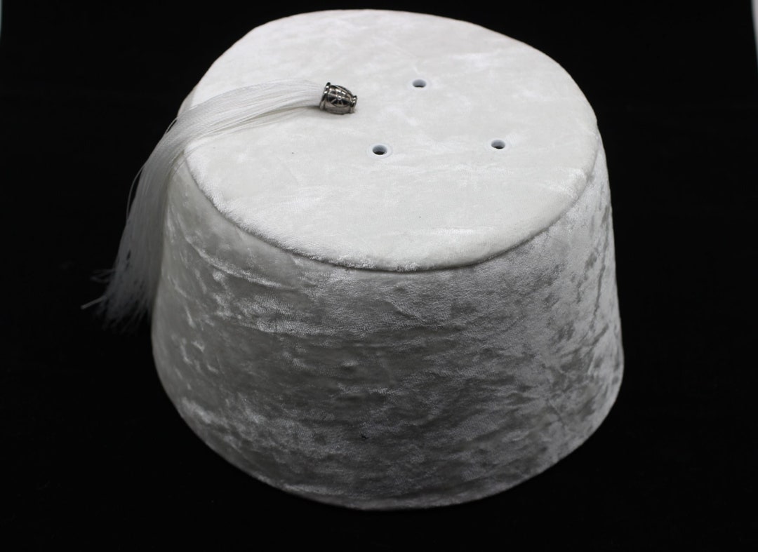 Genuine Egyptian Turkish White Fez Tarboush Hat White Tassel, Doctor ...