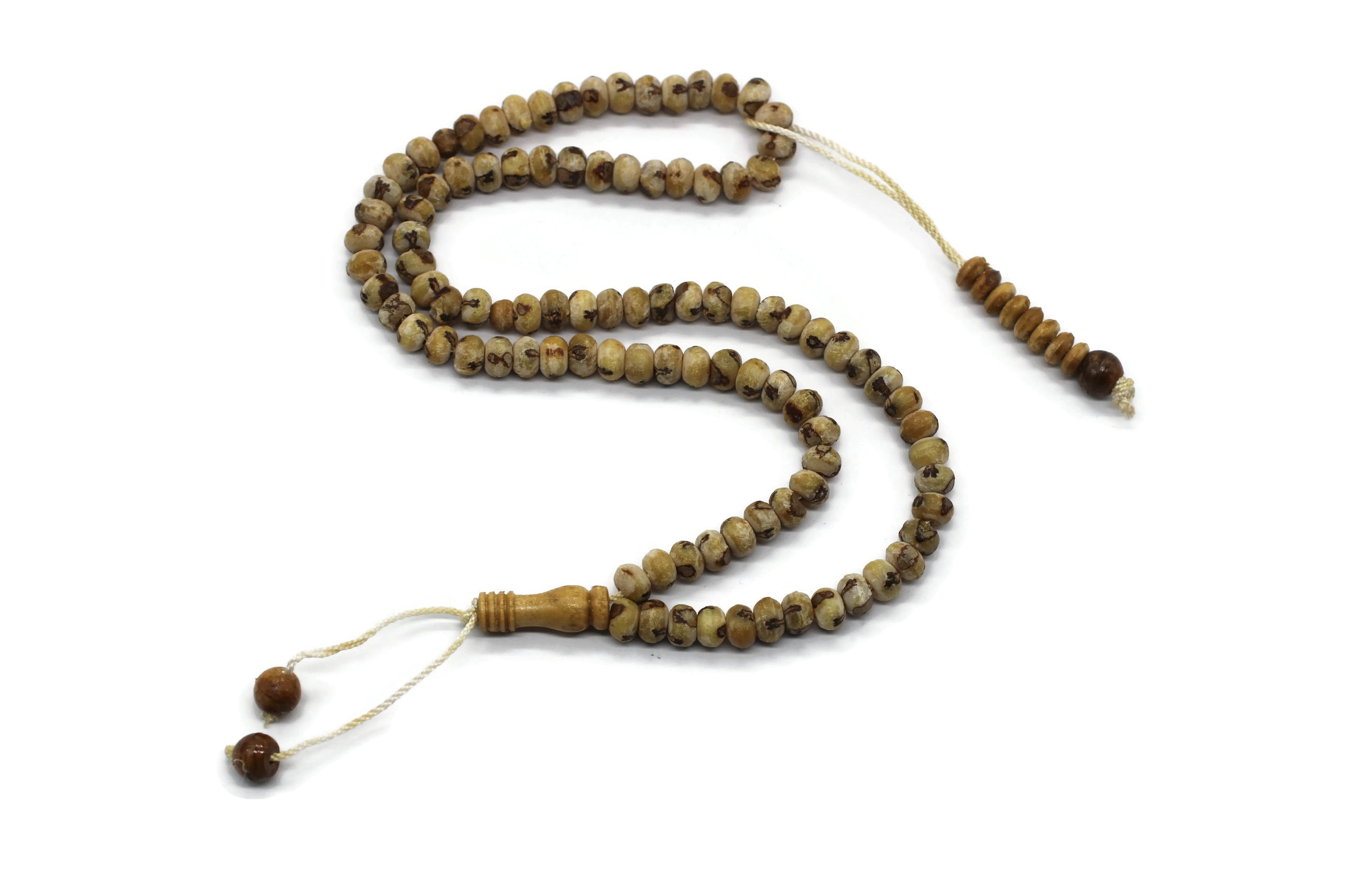 99 Beads Date Seed Misbaha With Counter, Natural Rosary, Islamic Prayer ...