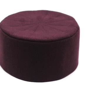 Dark Red Plain Islamic Hat, Hard Muslim Kufi, Velvet Takke Peci Kofia ...