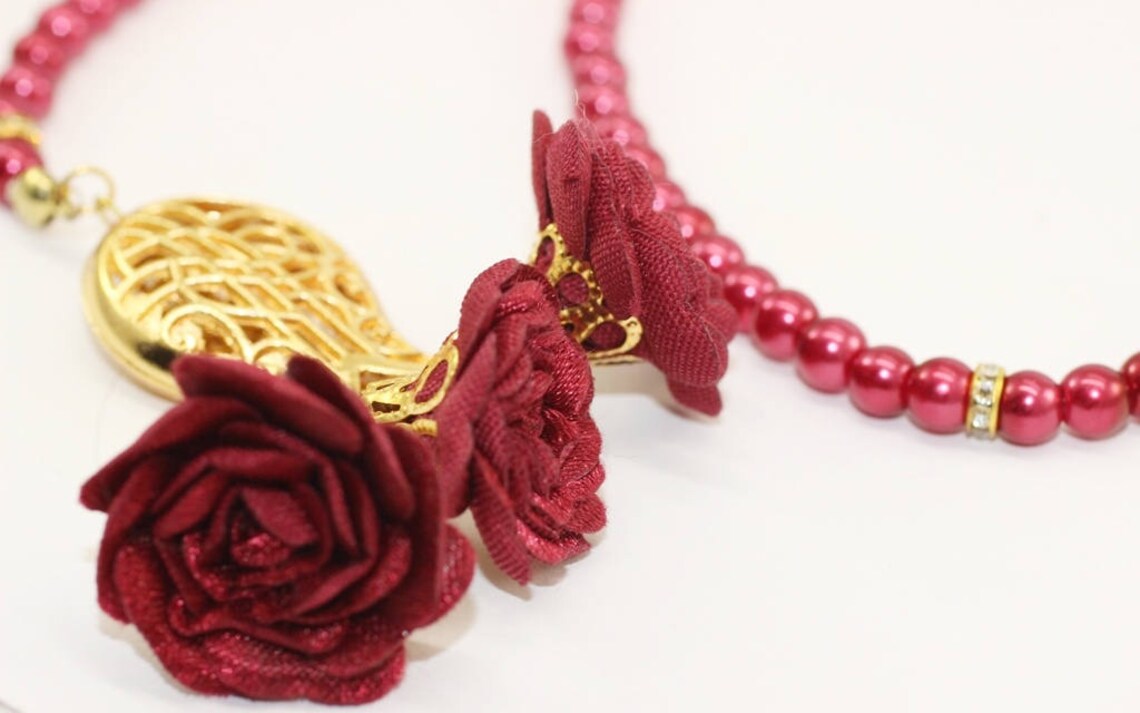 Claret Red Misbahas, Prayer Beads With Rose, Handmade Prayer Beads 99 ...