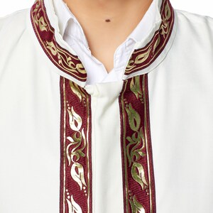 Kādis Mens Islamic Wear Cream Thobe With Bordures, Cream Daffah, Thawb ...