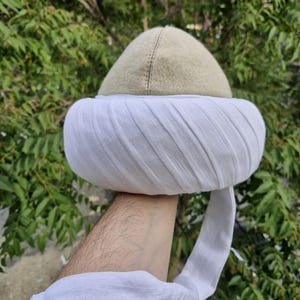Al Ghazali White and Cream Imamah, Ulama Islamic Hat, Ottoman Woolen ...