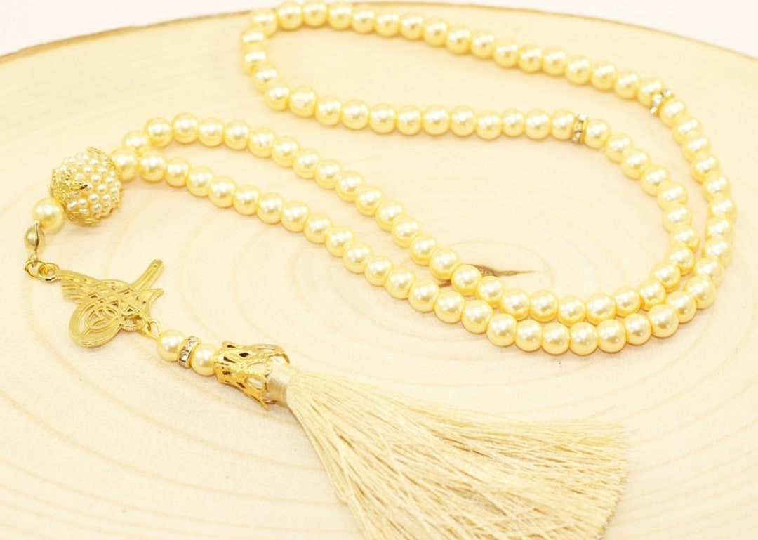 Yellow Misbahas, Prayer Beads With Letter, Islamic Prayer Beads 99 ...