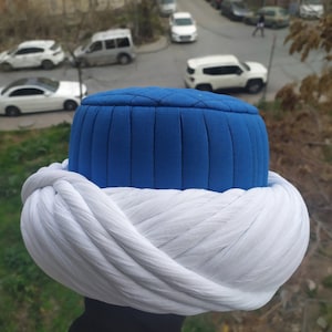 Ottoman Turk Janissary Blue and White Imamah, Janissary Hat, Authentic ...