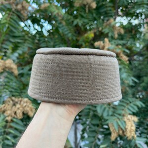 Cream Sufi Kufi Hat, Muslim Cap, Taqiya Takke Peci, Rigid Prayer Cap ...