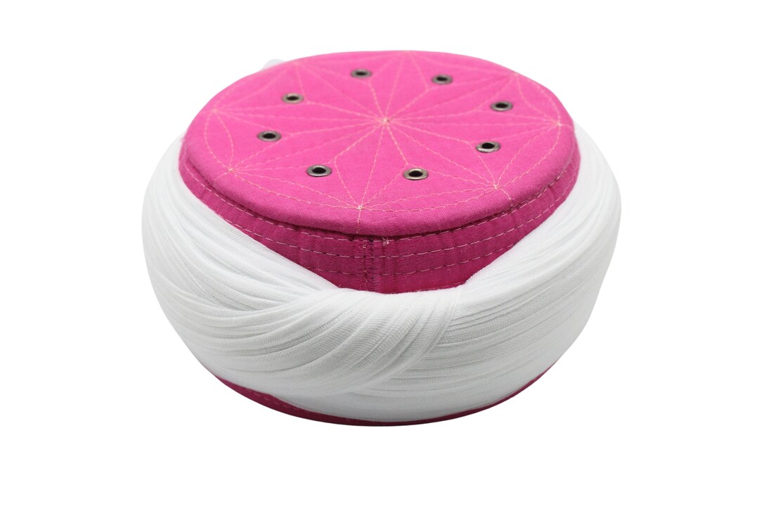 Handmade Pink Hat With White Wrapping Imamah, Skullcap, Pecinya, Sorban ...