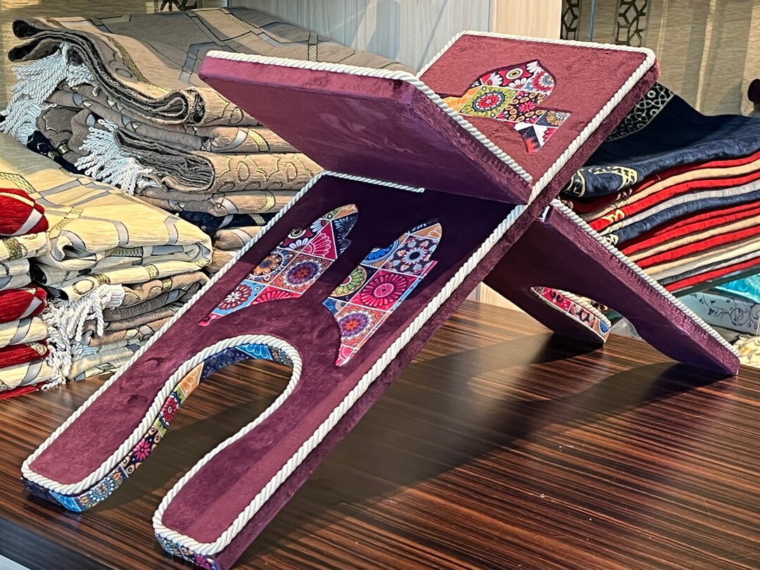 Purple Velvet Cover Holy Quran Reading Desk | Quran Holder Book Stand ...