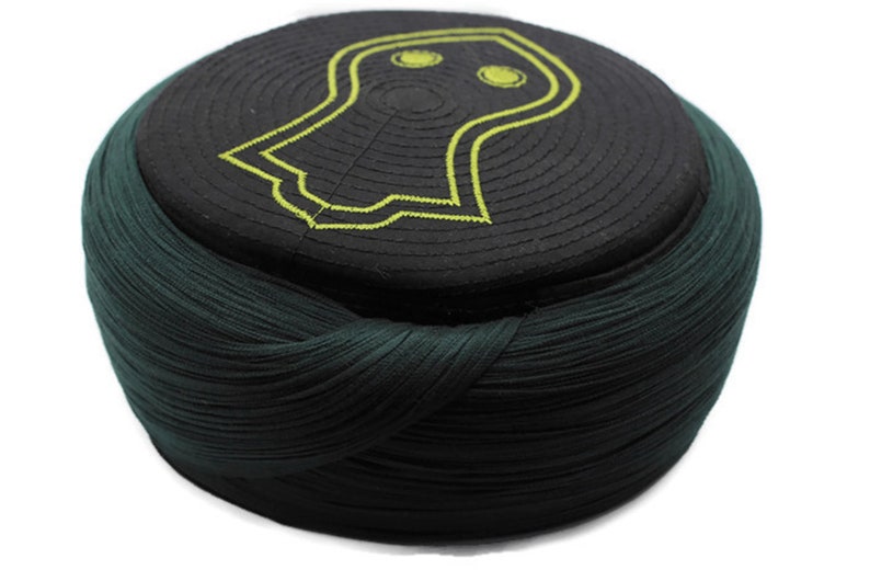 Handmade Black & Green Sarik, Takke, Islam Prayer Hat With the Nalayn ...