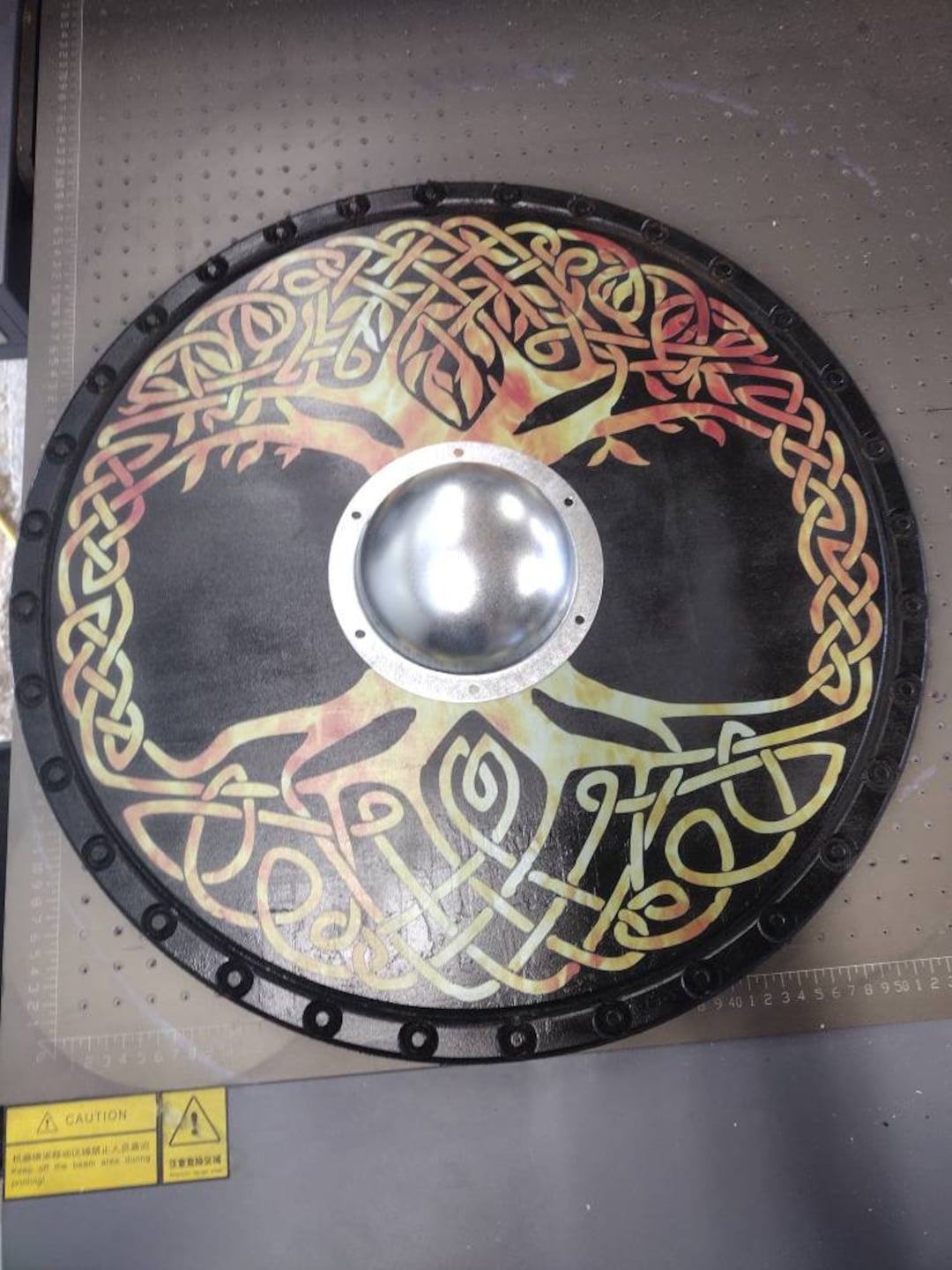 Flaming Tree of Life VIKING SHIELD Solid Wood Free Usa - Etsy