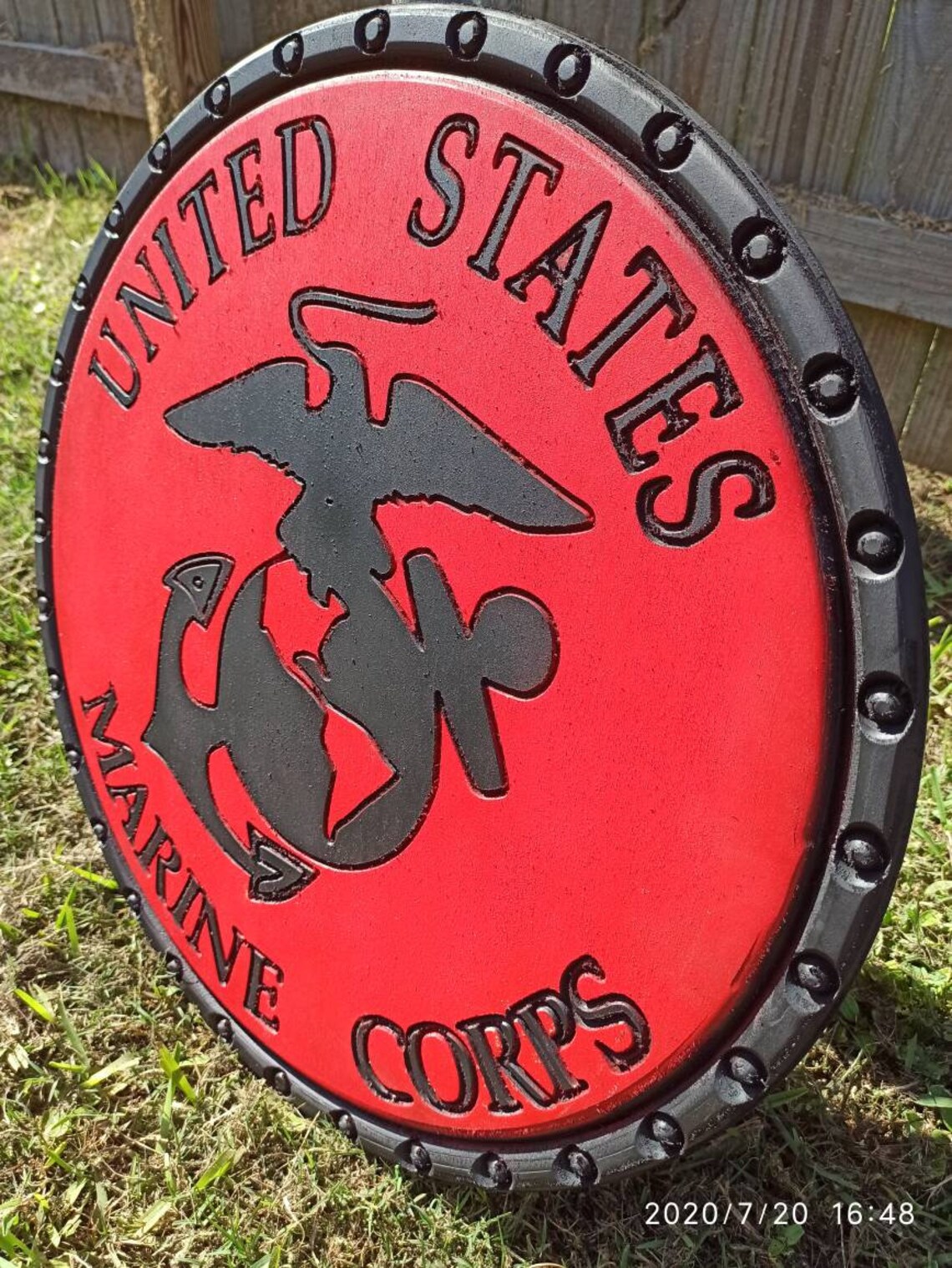 Full Size 24 or 30 Inch the USMC Shield Solid Wood Stained | Etsy