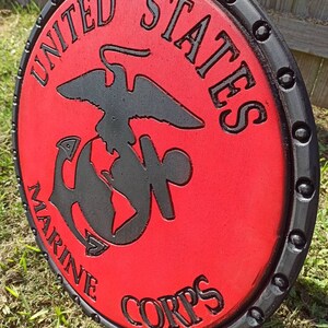 Full Size 24 or 30 Inch the USMC Shield Solid Wood Stained | Etsy