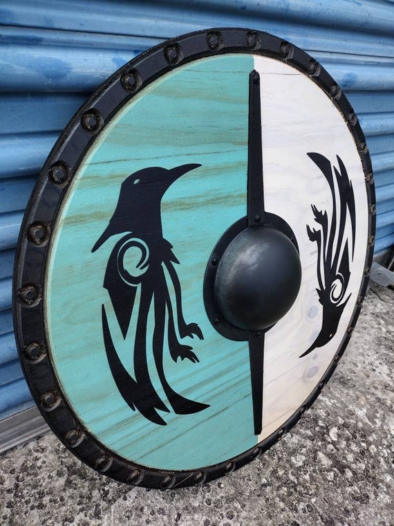 Full Size 24 or 30 Inch Raven Clan VIKINGS SHIELD Solid Wood - Etsy