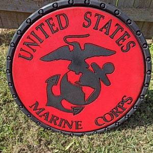 Full Size 24 or 30 Inch the USMC Shield Solid Wood Stained | Etsy