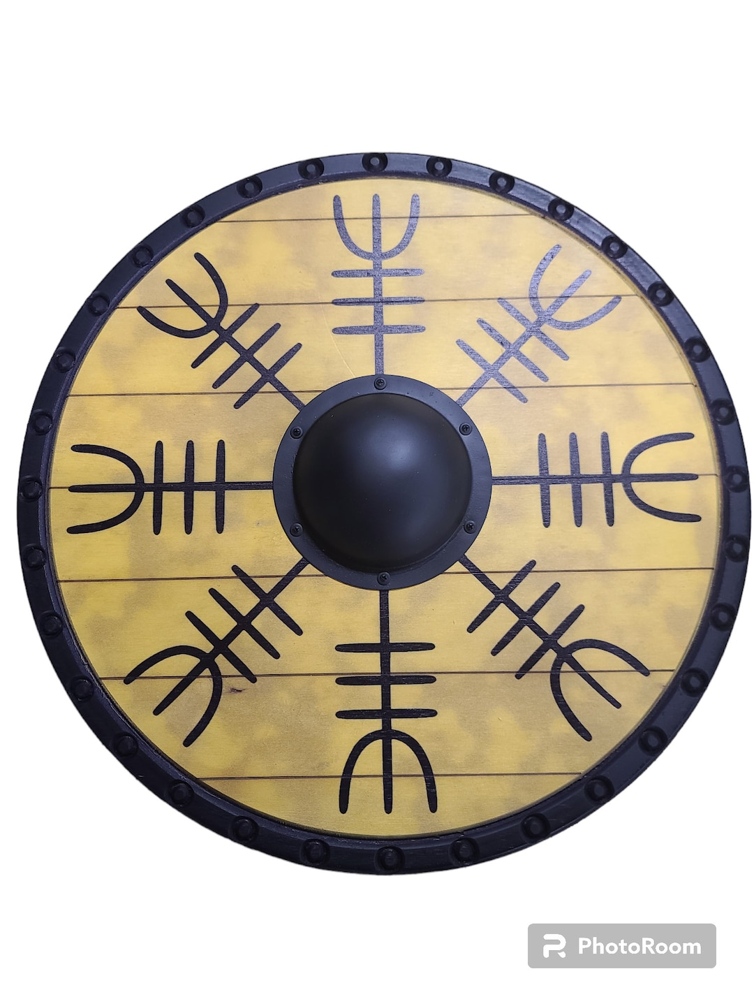 Helm of Awe Viking Shield: Solid Wood Compass, 24/30 Inch Battle Ready ...