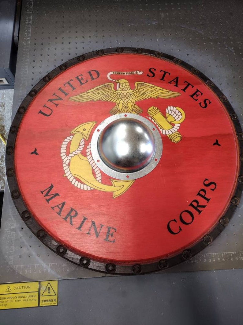Full Size 24 or 30 Inch the USMC Shield Solid Wood Stained - Etsy