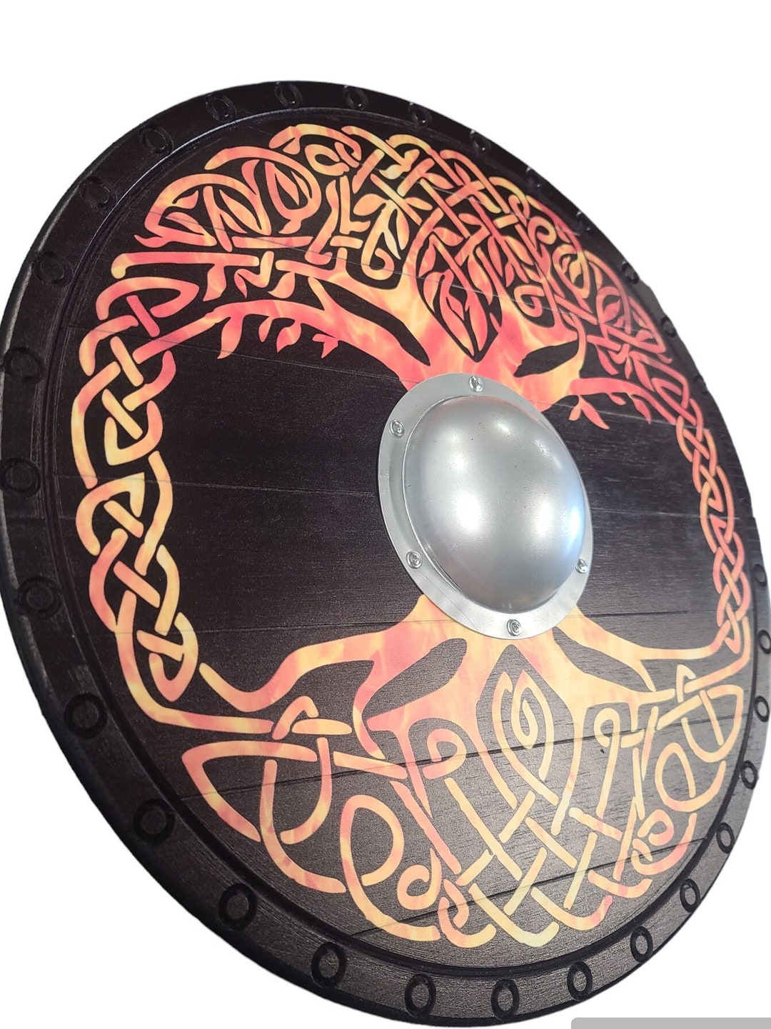Flaming Tree of Life VIKING SHIELD Solid Wood Free Usa Shipping - Etsy