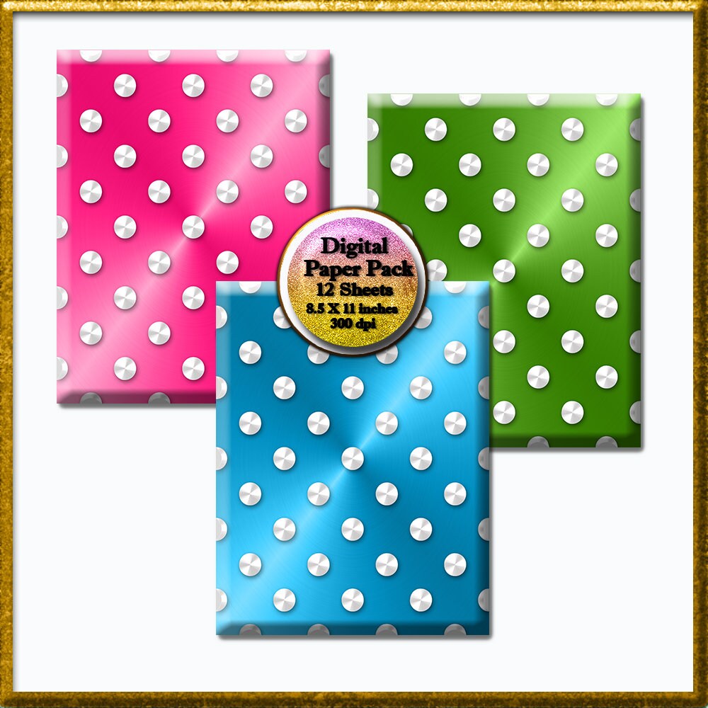 Metallic Polka Dots Digital Paper Digital Paper Background - Etsy