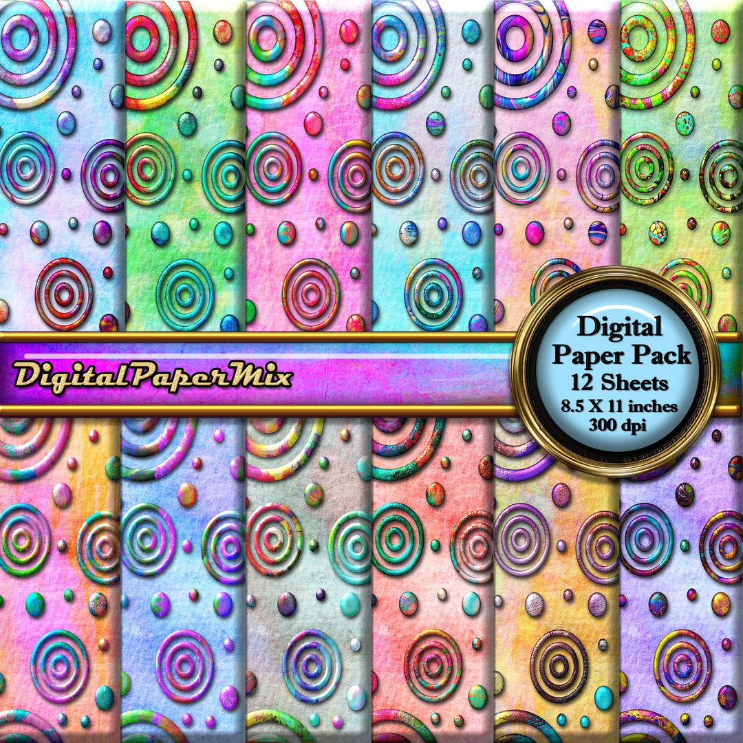 Abstract Watercolor Digital Paper, Watercolor Rings Digital Paper ...