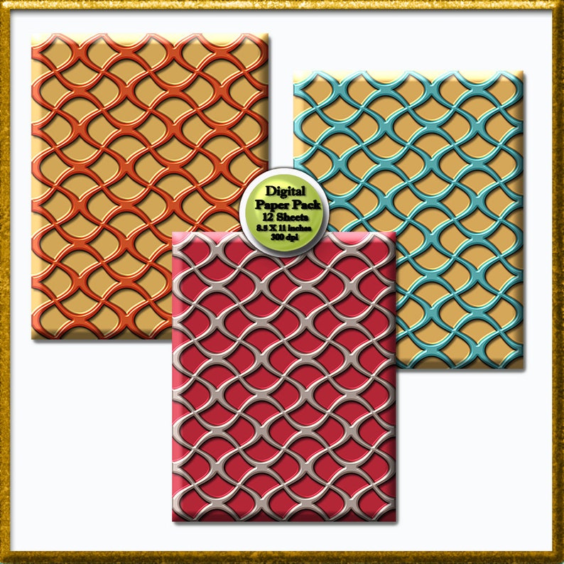 Swirl Digital Paper, Multi Color Scrapbook Paper Pack, Embossed Swirl ...
