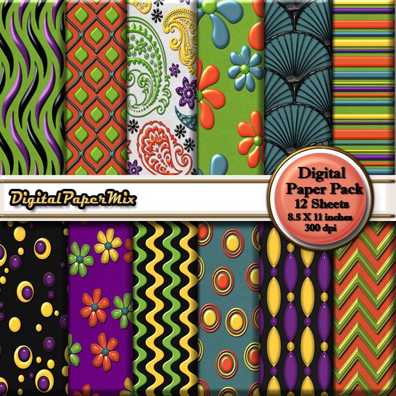 Multi Color Digital Paper Digital Paper Background Rainbow | Etsy