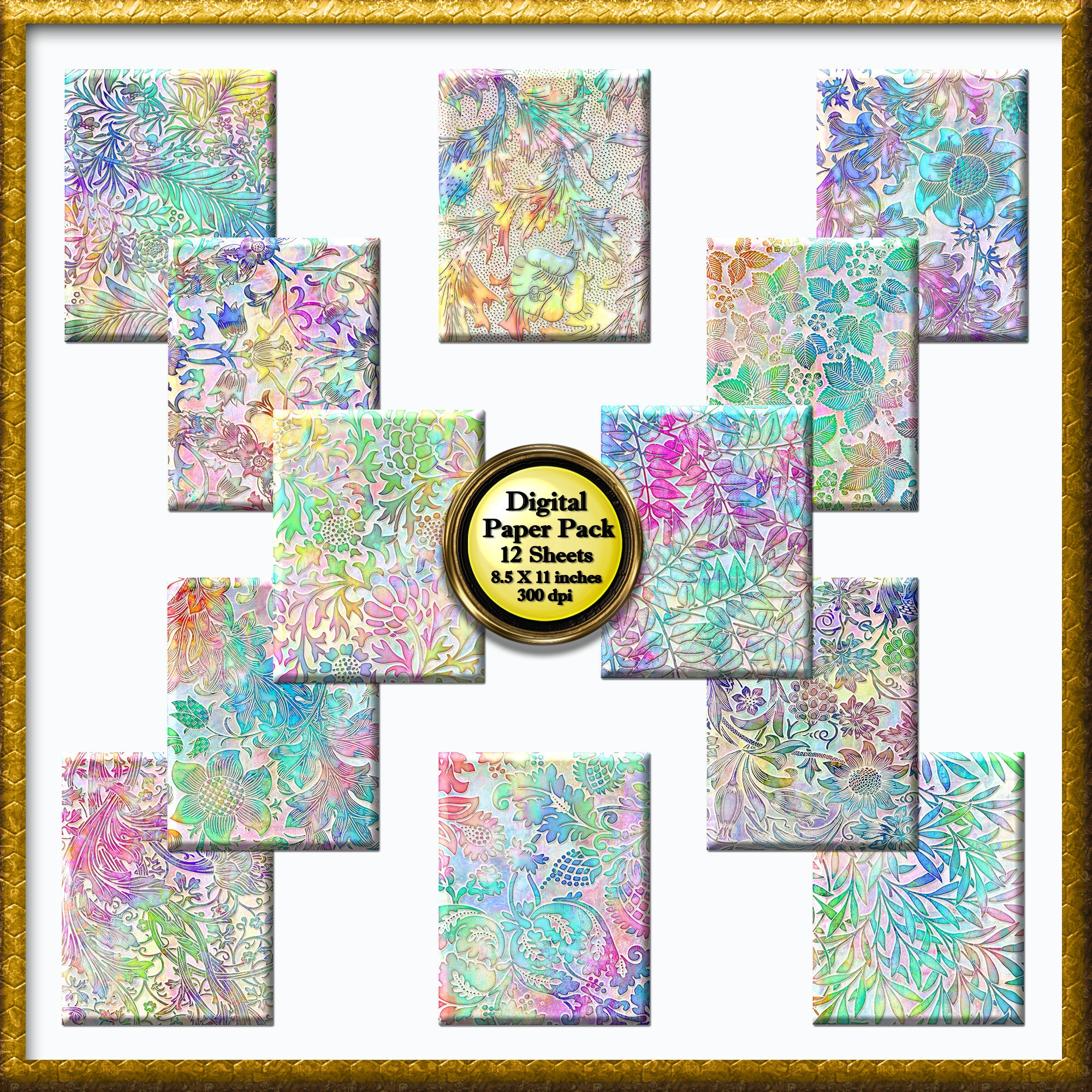 Abstract Watercolor Digital Paper, Pastel Watercolor Floral Digital ...