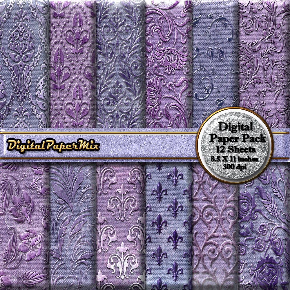 Vintage Purple Digital Paper, Purple Digital Paper Background, Vintage ...