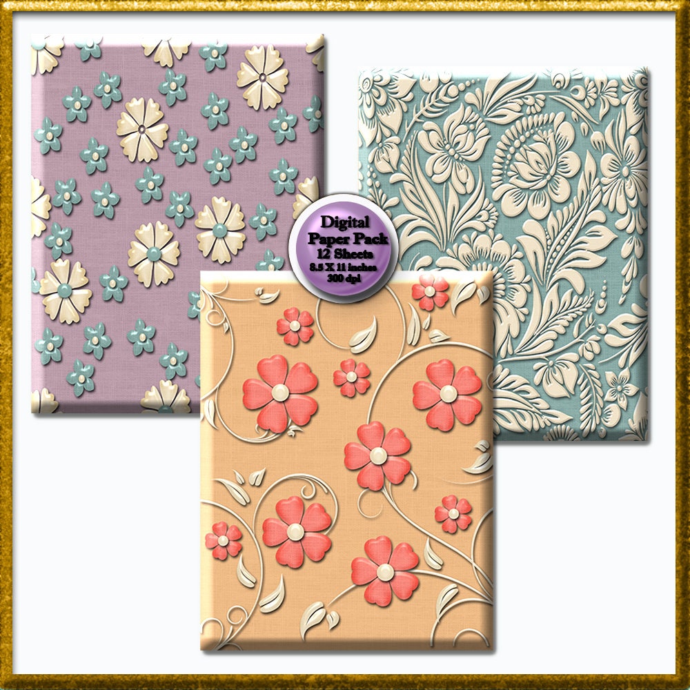Digital Paper Pastel Floral Digital Paper Floral Flowers - Etsy