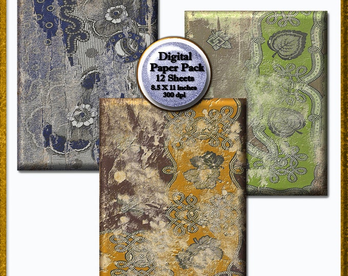 Vintage Green Digital Paper, Green Digital Paper Pack Background ...