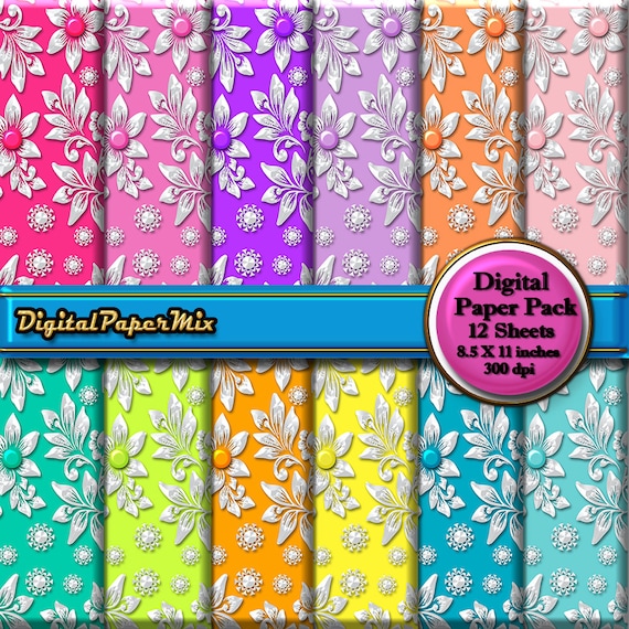 printable digital paper pastel scrapbook paper Pastel paper Floral ...