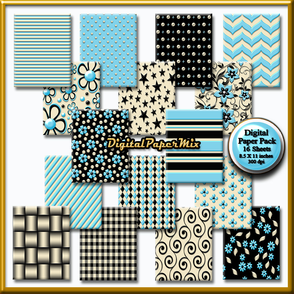Light Blue Digital Paper, Embossed Digital Paper, Printable Paper Pack ...