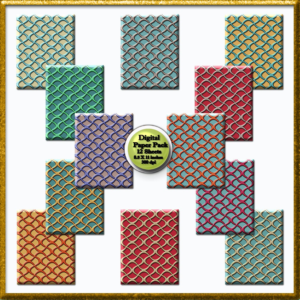 Swirl Digital Paper, Multi Color Scrapbook Paper Pack, Embossed Swirl ...