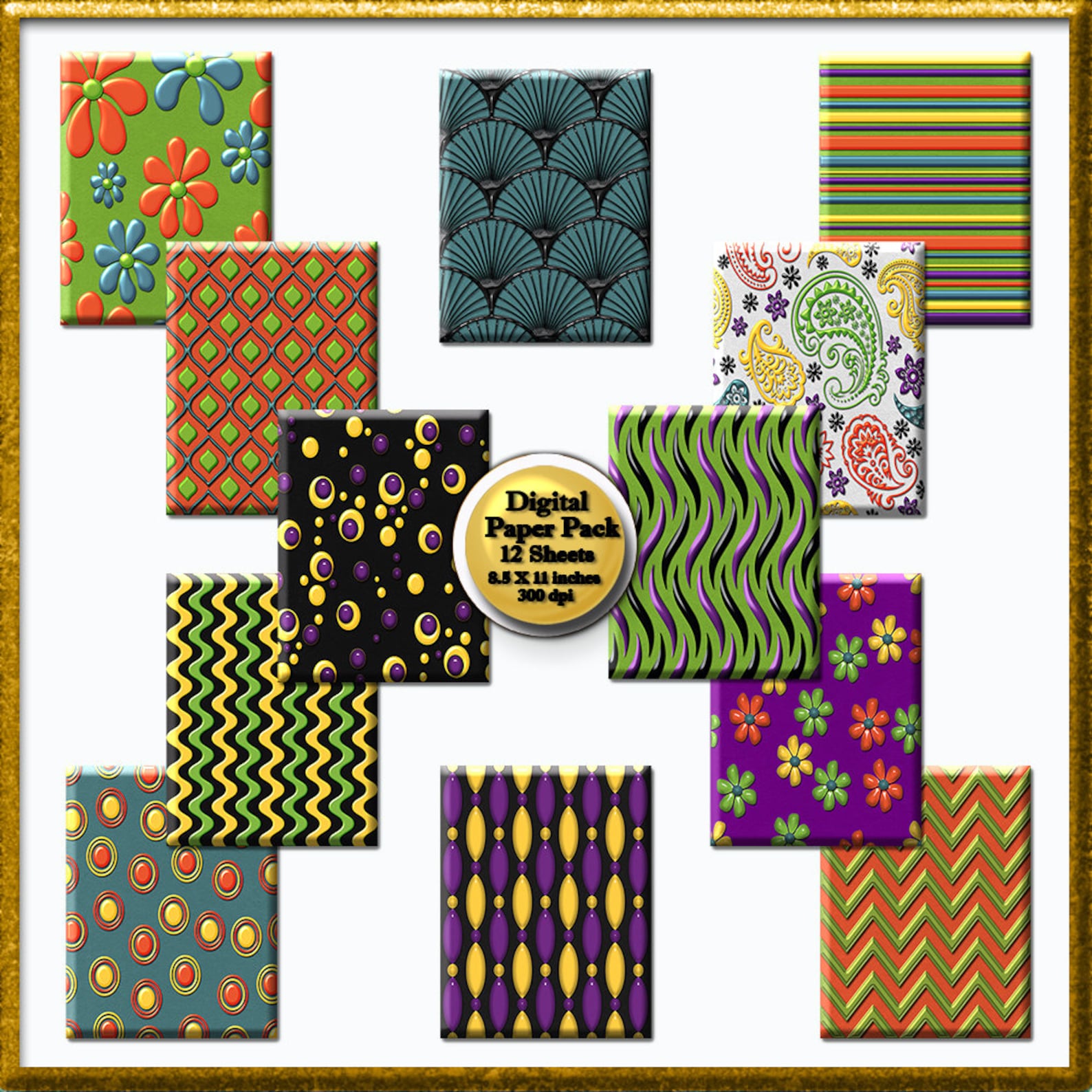 Multi Color Digital Paper, Digital Paper Background, Rainbow Printable ...