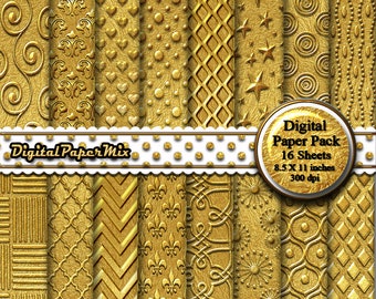 12 Black Gold Digital Paper, Floral Damask Digital Paper Background ...