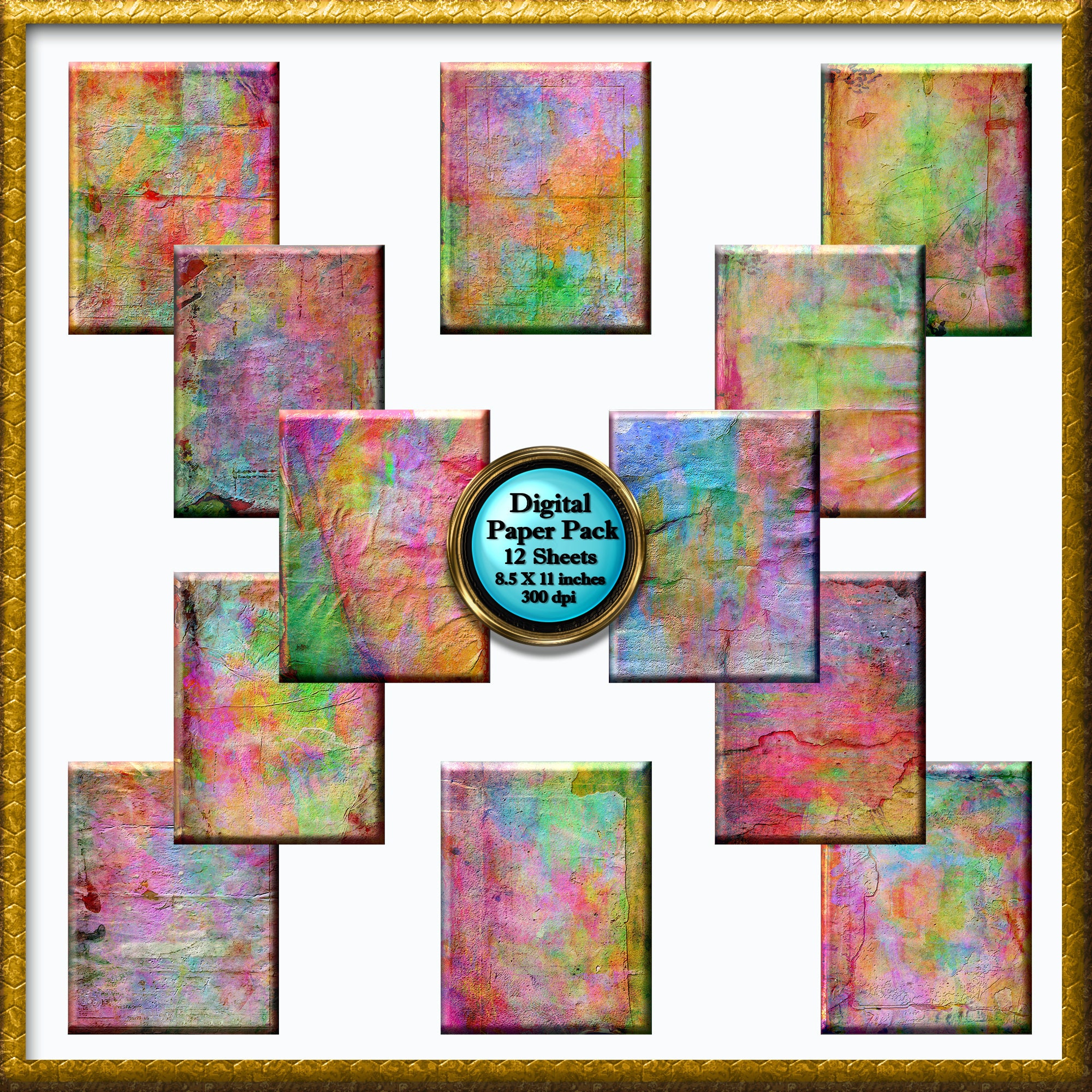Grunge Watercolor Digital Paper, Watercolor Digital Paper Pack ...