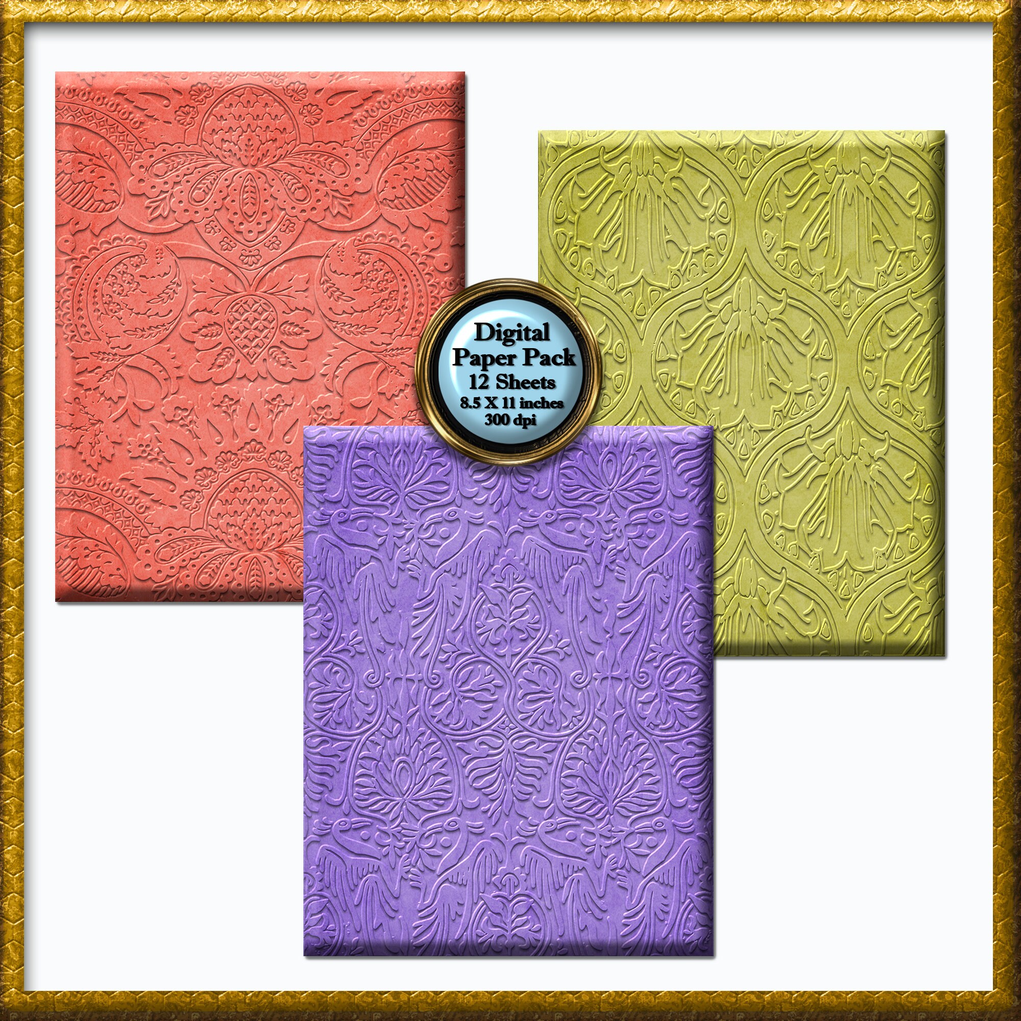 Damask Digital Paper, Flowers Digital Paper Pack, Scrapbook Paper Pack ...