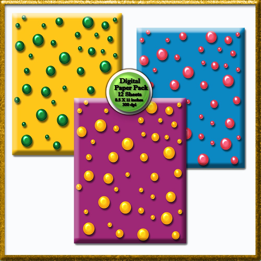 Polka Dot Digital Paper, Multi Color Digital Paper Background, Rainbow ...