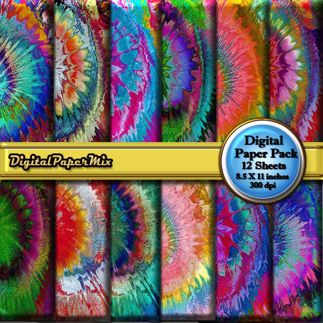 Abstract Tie Dye Digital Paper, Tie Dye Swirl Digital Paper Pack ...