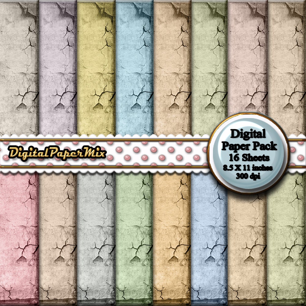 16 Vintage Digital Paper, Digital Background Paper, Grunge Paper ...