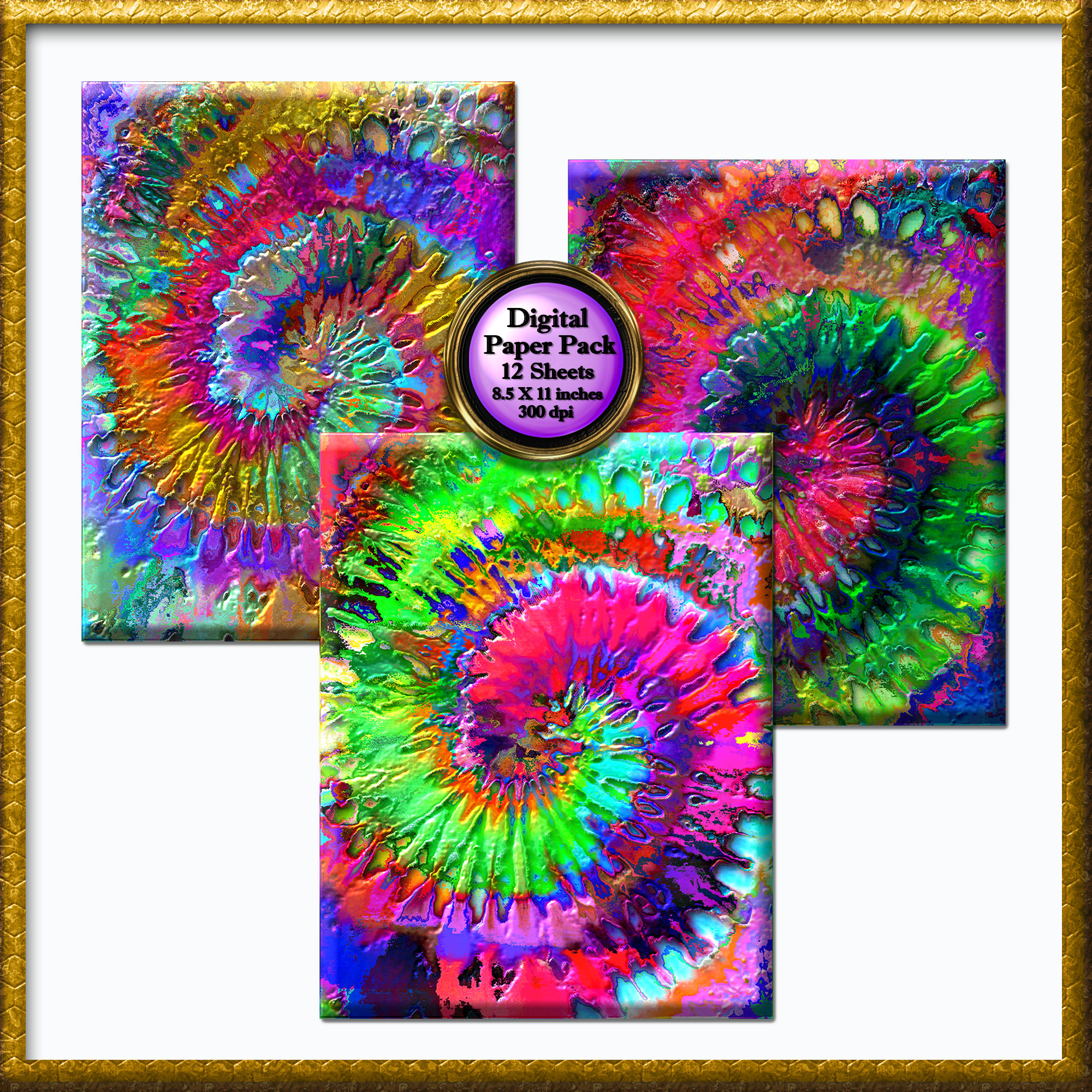 Abstract Tie Dye Digital Paper, Tie Dye Watercolor Digital Paper Pack ...