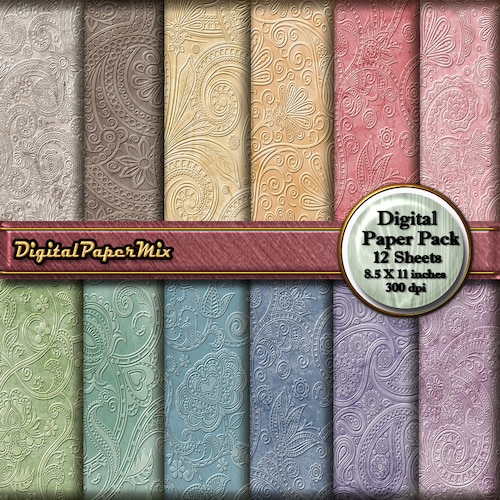 Floral Patterned Digital Paper Pack Roses Printable - Etsy