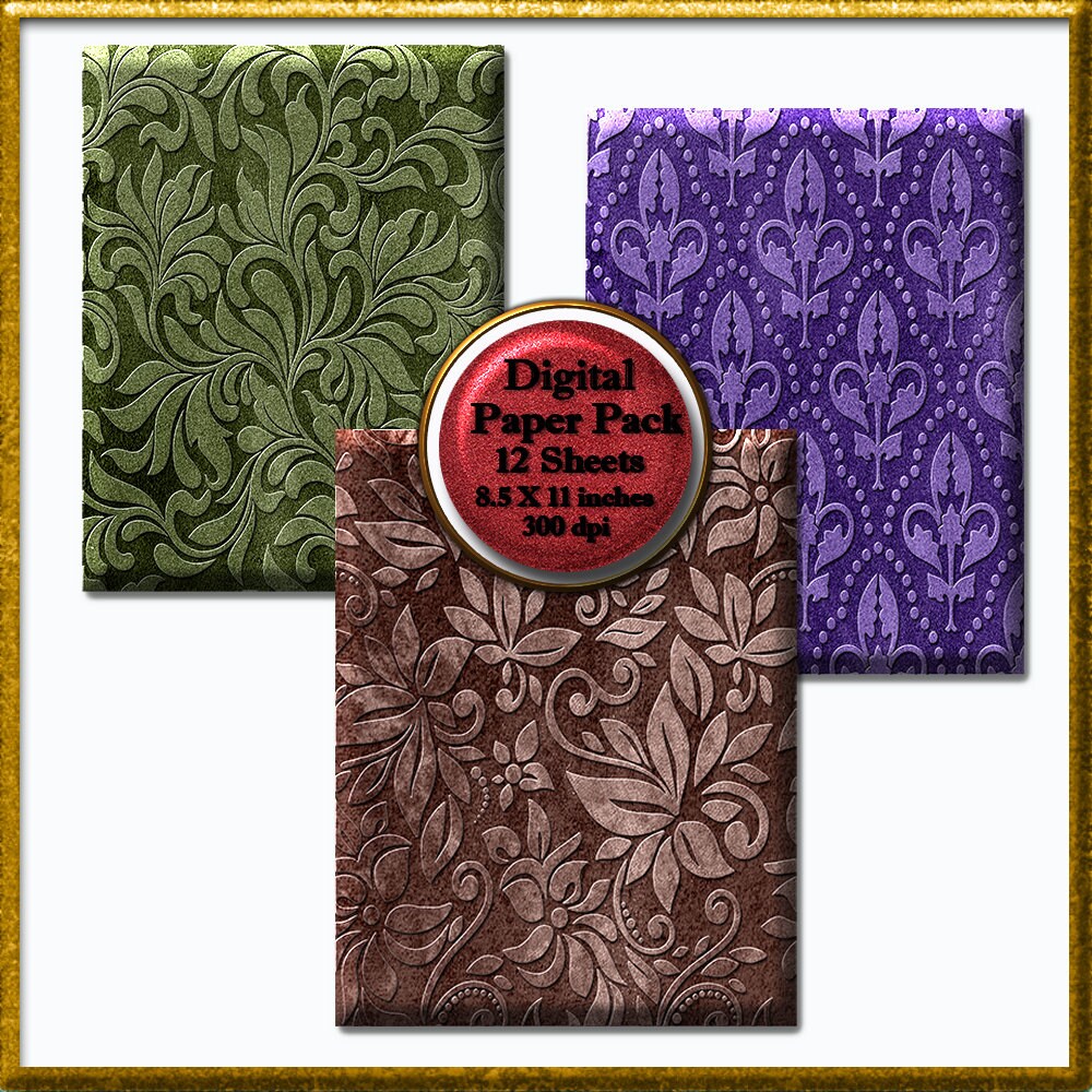 Velvet Damask Digital Paper, Vintage Velvet Textures Scrapbook Paper ...