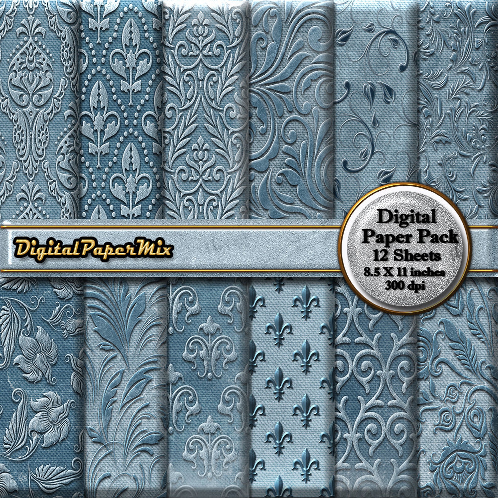 Vintage Teal Digital Paper, Teal Digital Paper Background, Vintage Teal ...