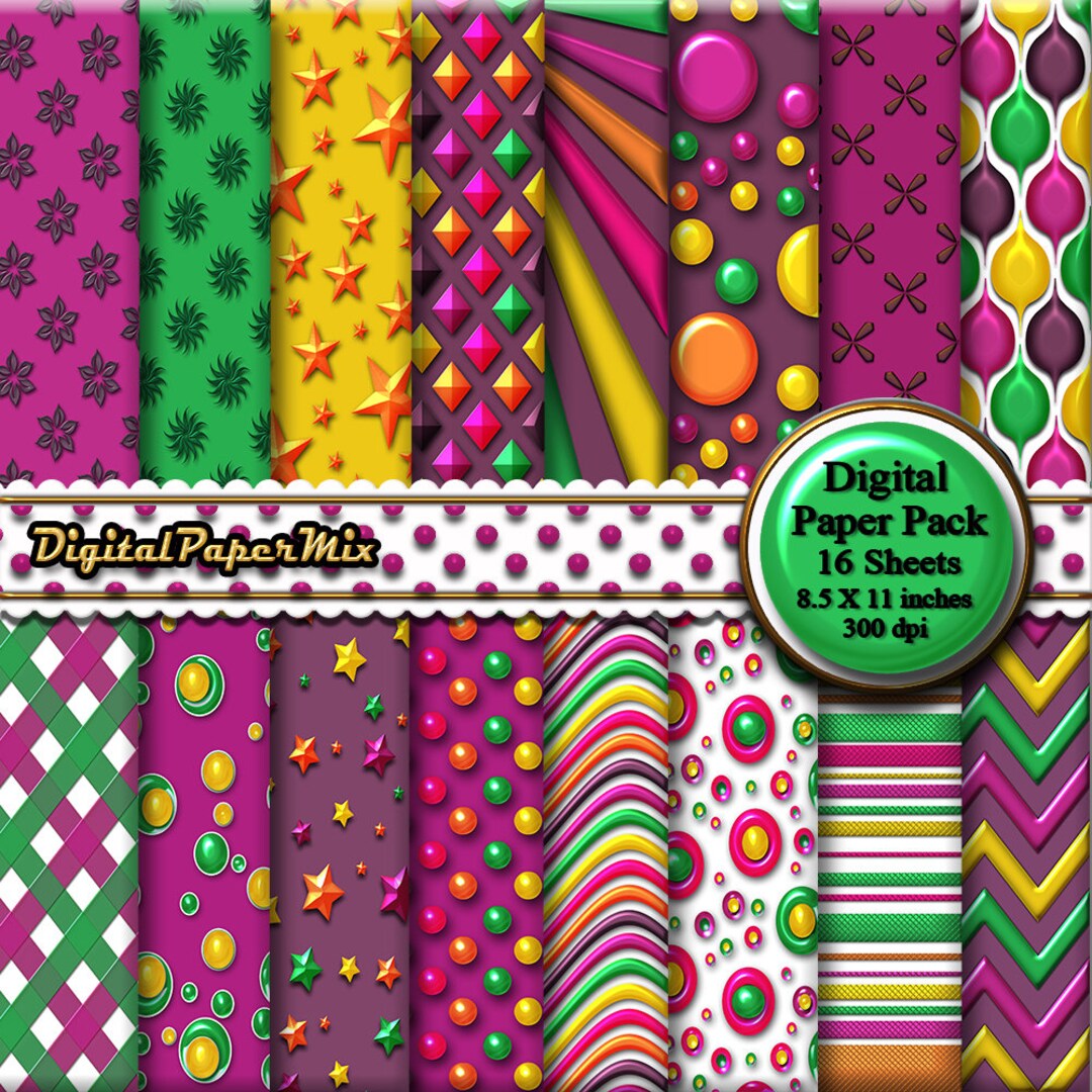 Purple Pink Digital Paper, Pink Digital Paper Backgrounds, Purple ...