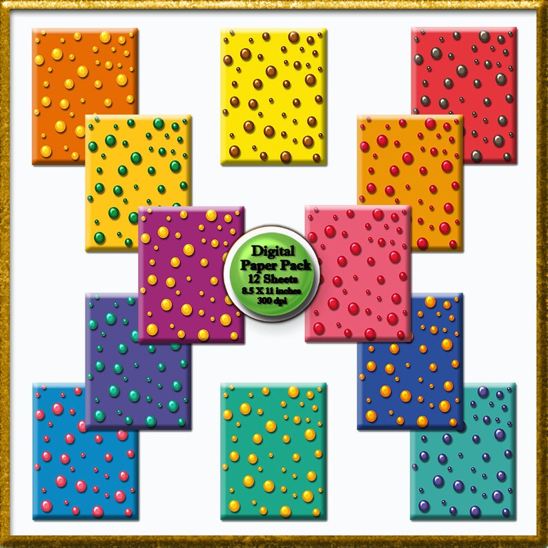 Polka dot Digital Paper Multi Color Digital Paper Background | Etsy